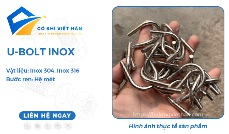 U-BOLT INOX CHẤT LƯỢNG CAO GIÁ XUẤT XƯỞNG - Bu Lông Inox Cơ Khí Việt Hàn